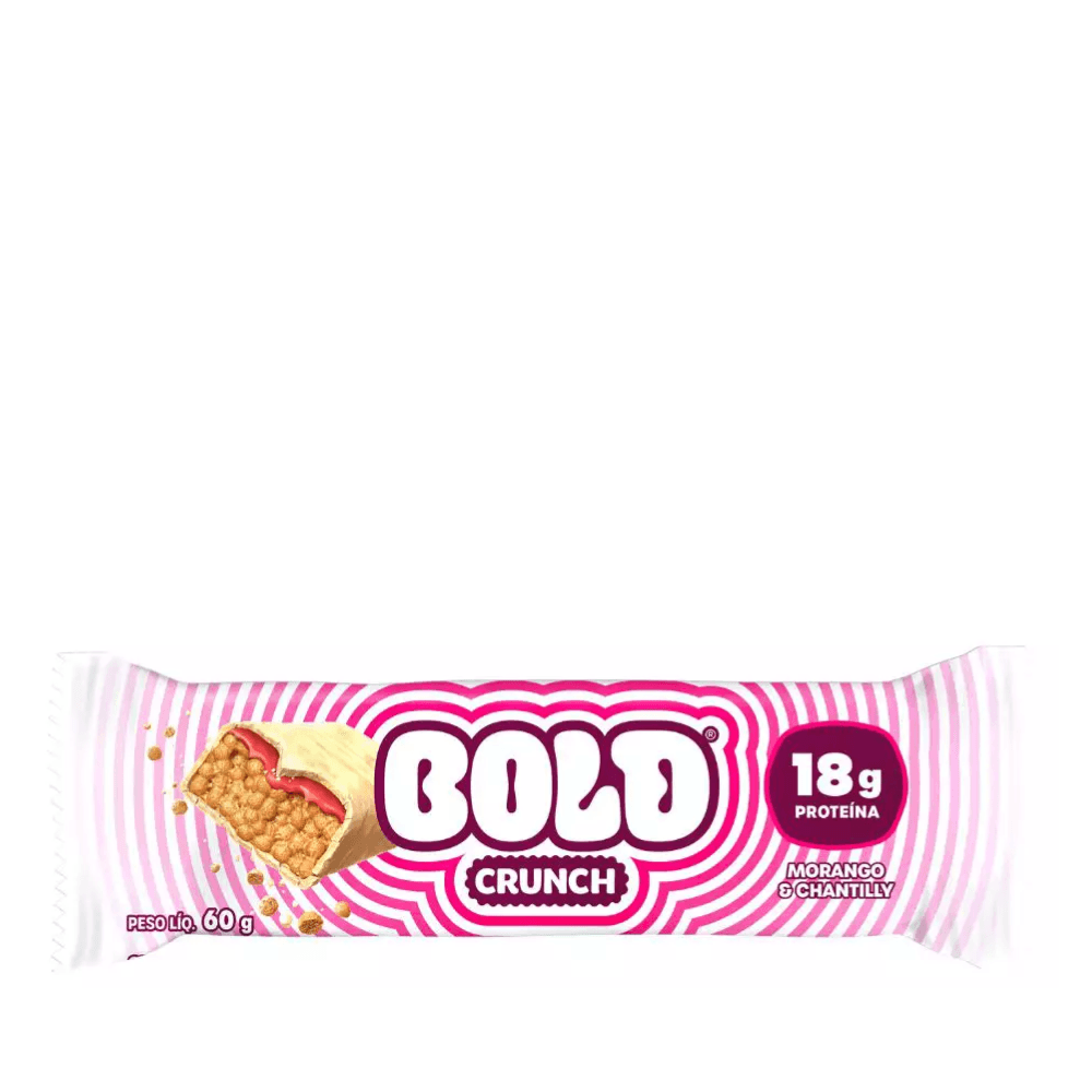 Barra Proteica Bold Crunch Sabor Morango com Chantilly - 60g - Casa ...